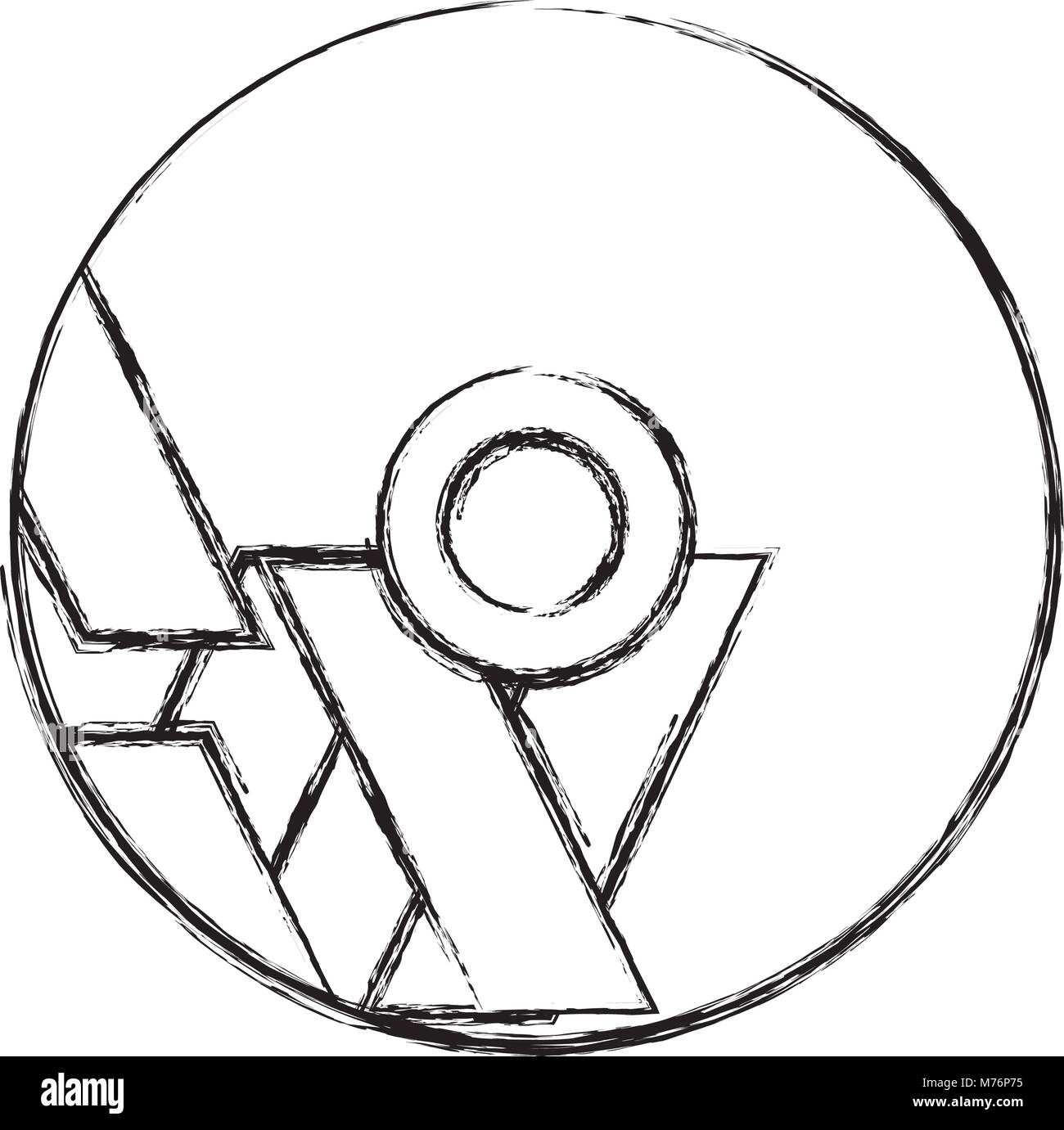 uncolored CD with stripes design doodle over white background vector ...