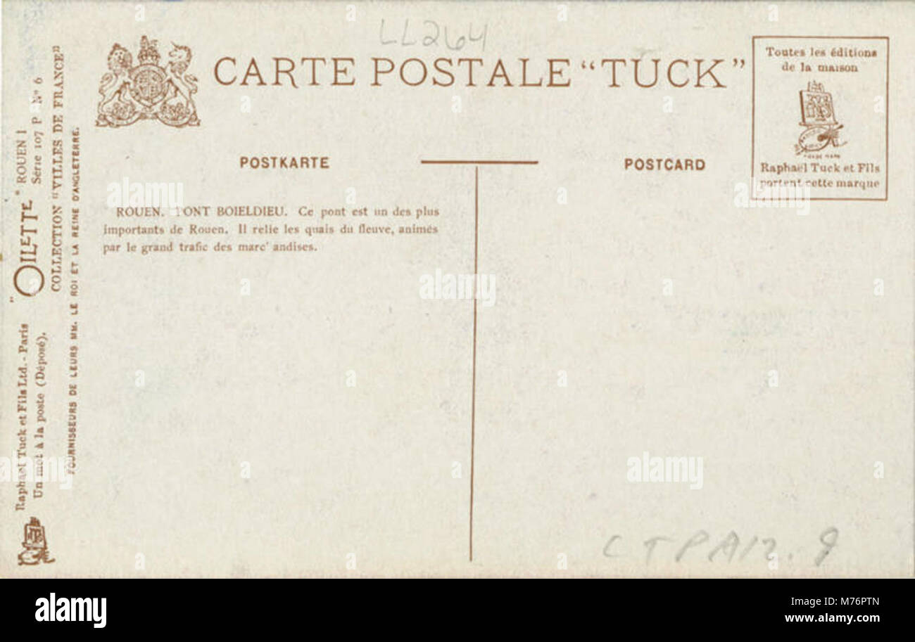 A historical photograph of the Pont Boieldieu in Rouen, France, a ...