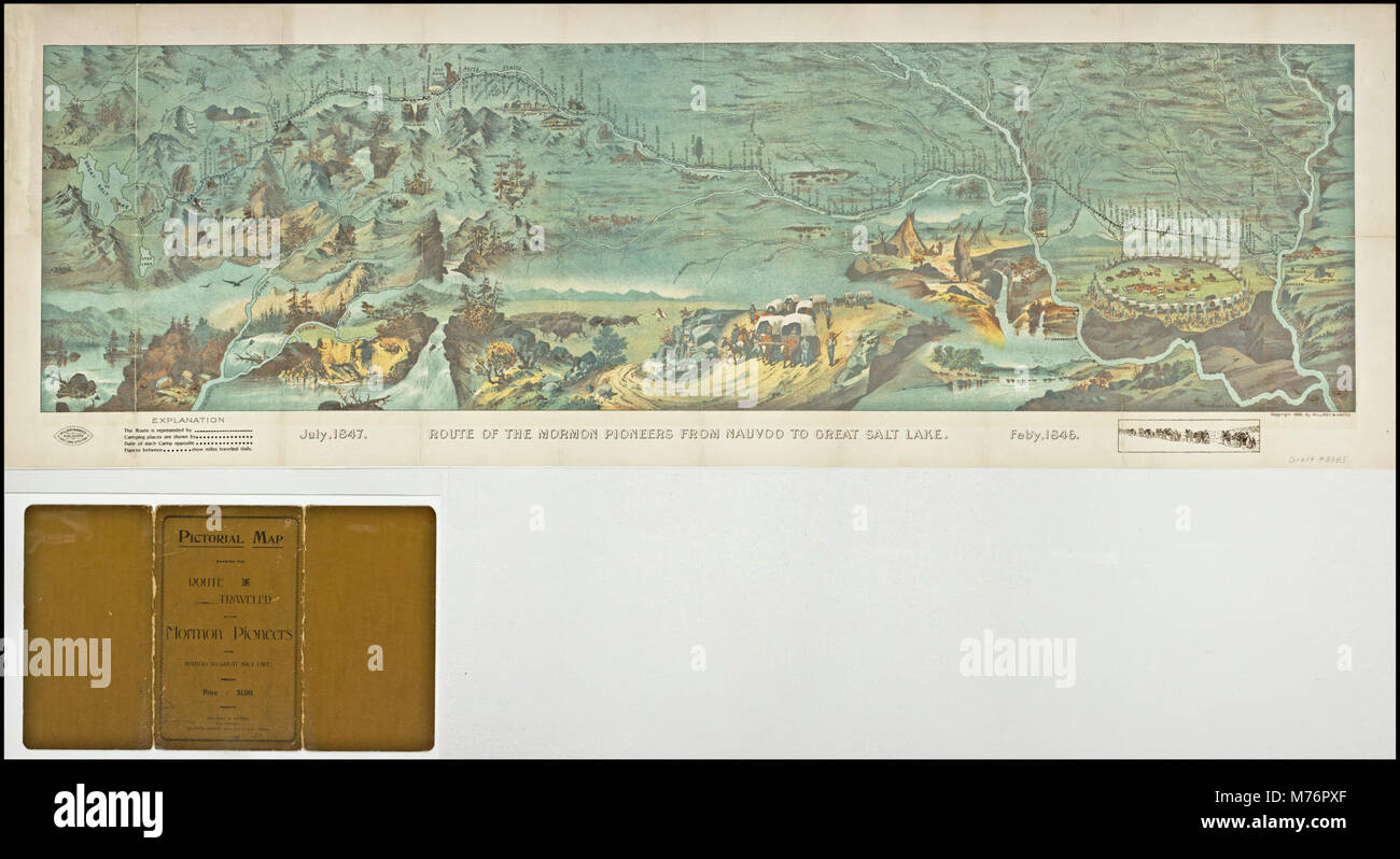 A historical map depicting the route of the Mormon pioneers from Nauvoo ...