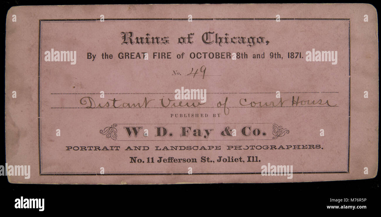 The image depicts the distant view of the ruins of Chicago’s courthouse ...