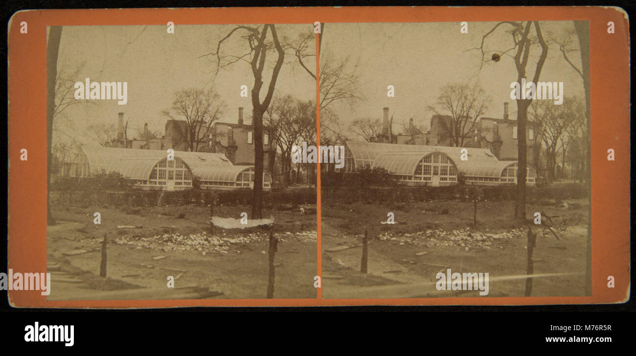 A photograph of the ruins of McCagg Green House in Chicago after the ...
