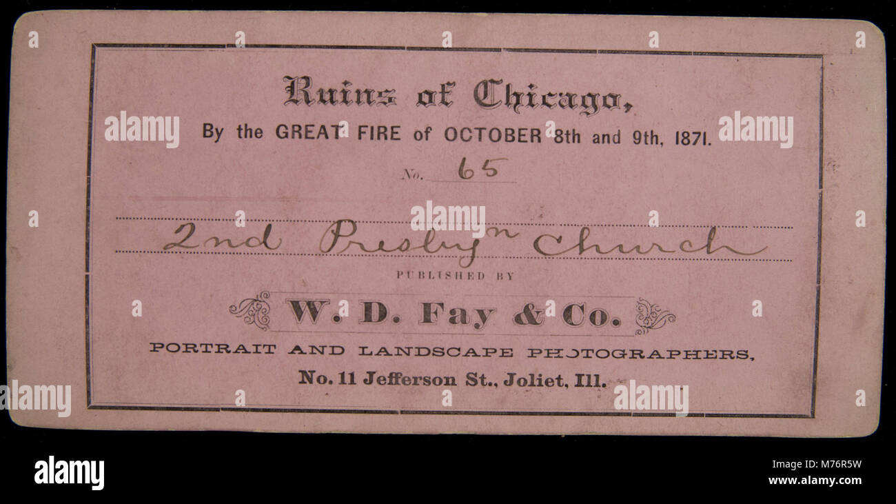 A photograph of the ruins of the Second Presbyterian Church in Chicago ...