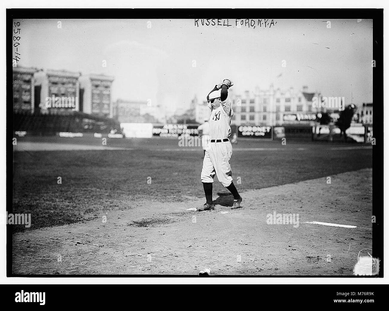 A photograph of Russ Ford, a notable New York AL (American League ...