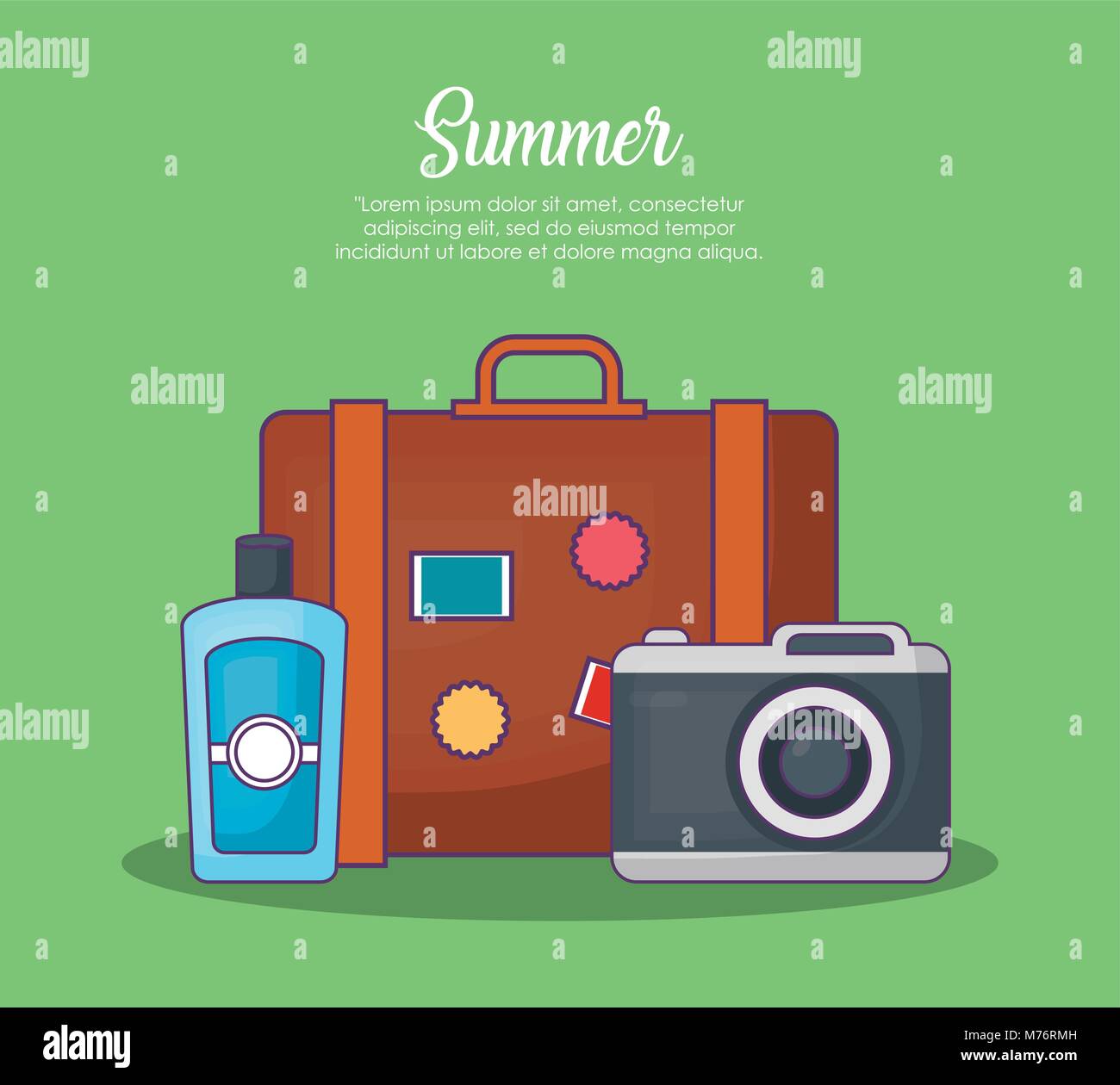 Infographic of summer concept with suitcase and photographic camera ...