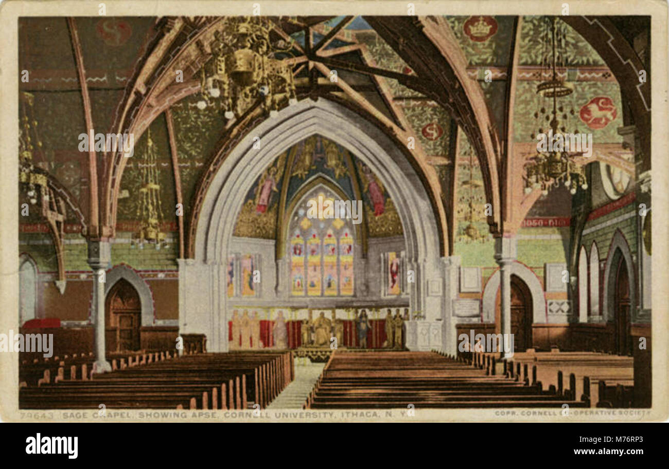 This image of Sage Chapel at Cornell University captures the view of ...