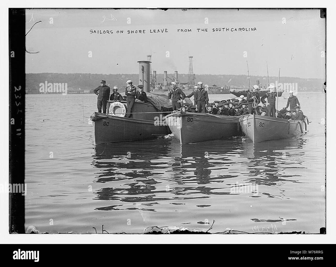 A photograph showing sailors on shore leave from the USS South Carolina ...