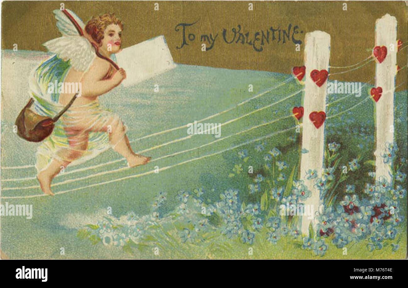 A gold moire Valentine postcard sample, from an advertisement by NYCE ...