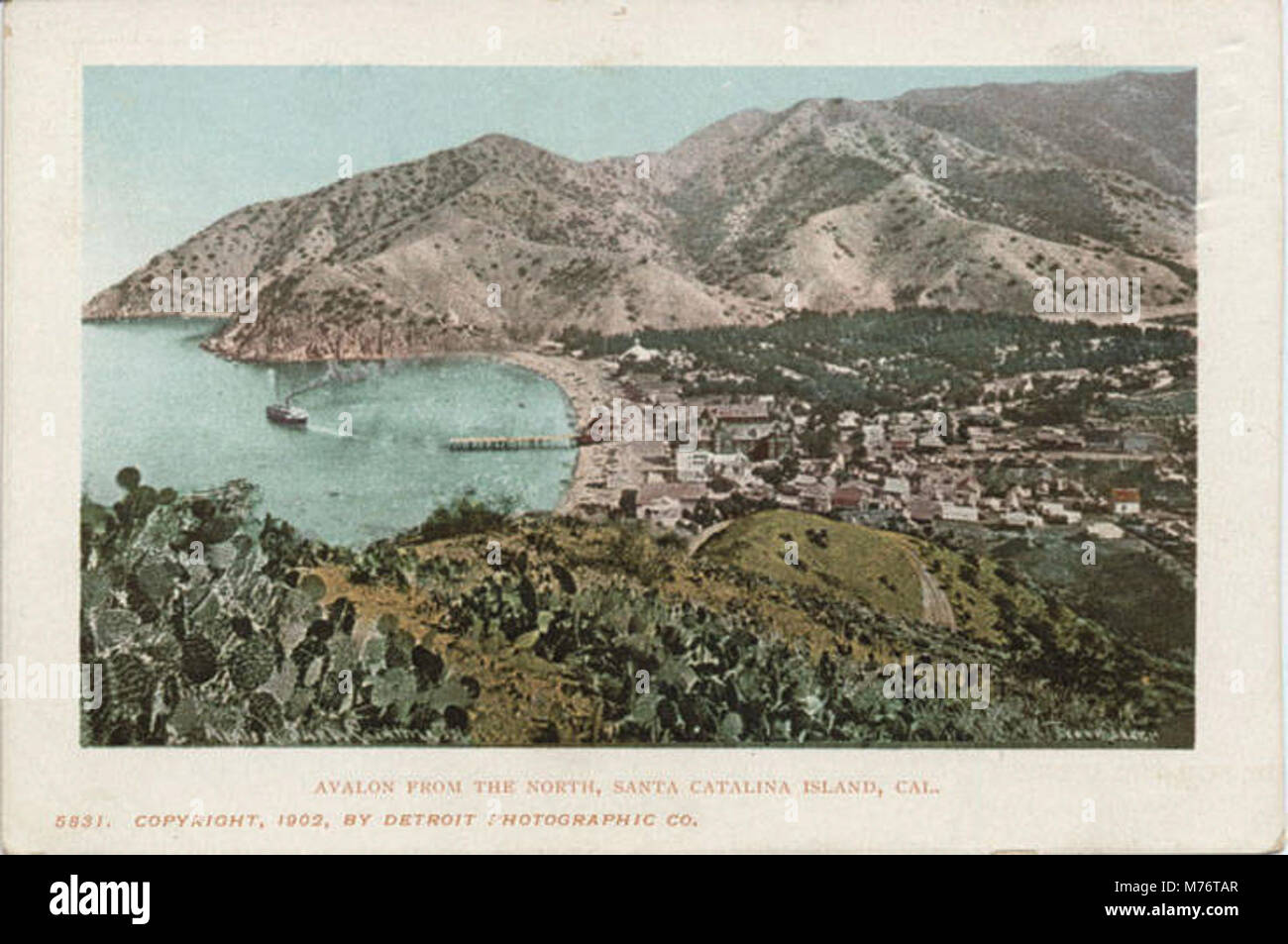 This view of Avalon, located on Santa Catalina Island, California ...
