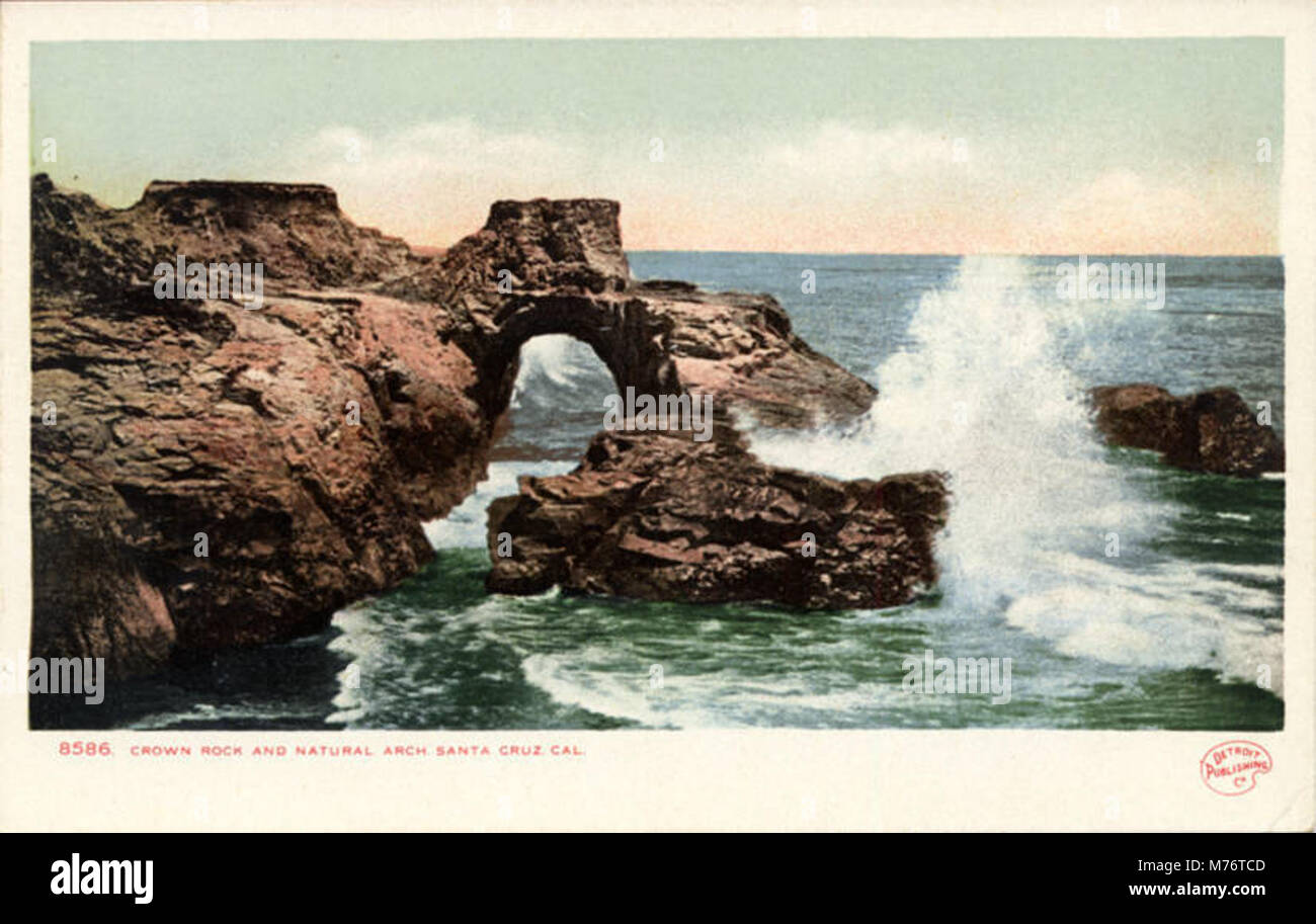 The image depicts Crown Rock and the Natural Arch in Santa Cruz ...