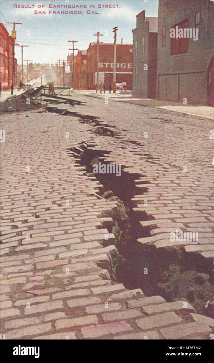 This image shows the aftermath of a major earthquake in San Francisco ...