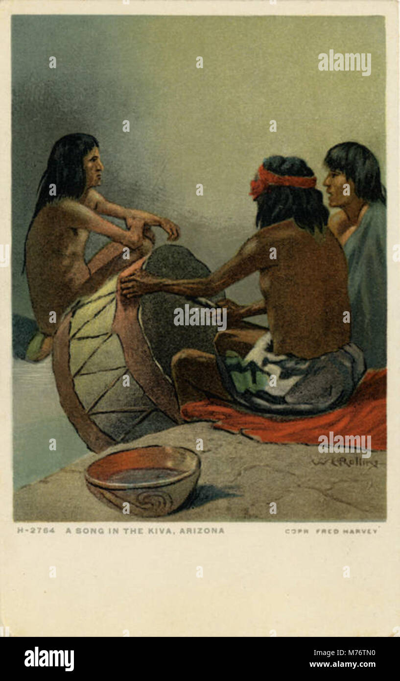 The painting 'A Song in the Kiva' by W.E. Rollins, commissioned by Fred ...