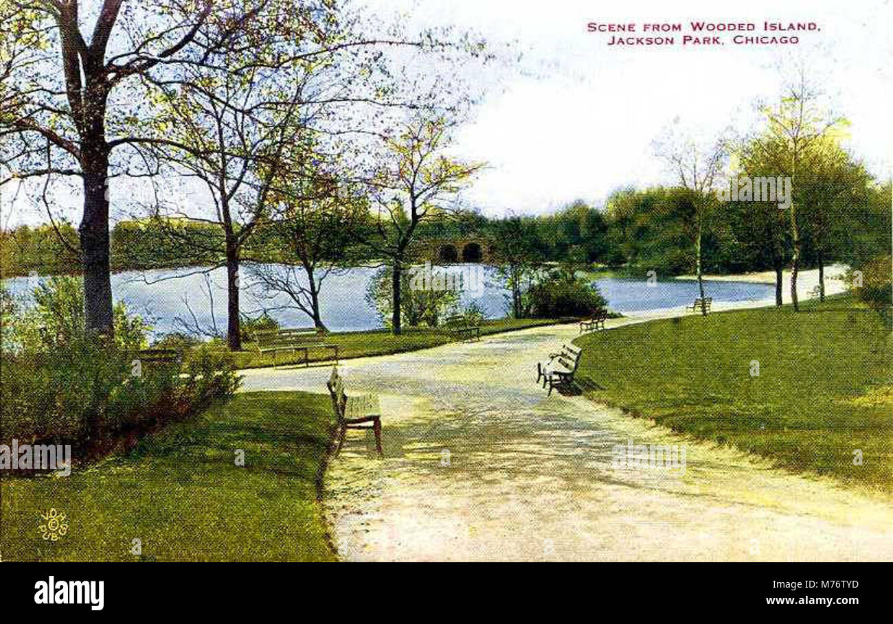 A scenic view of Wooded Island in Jackson Park, capturing the lush ...