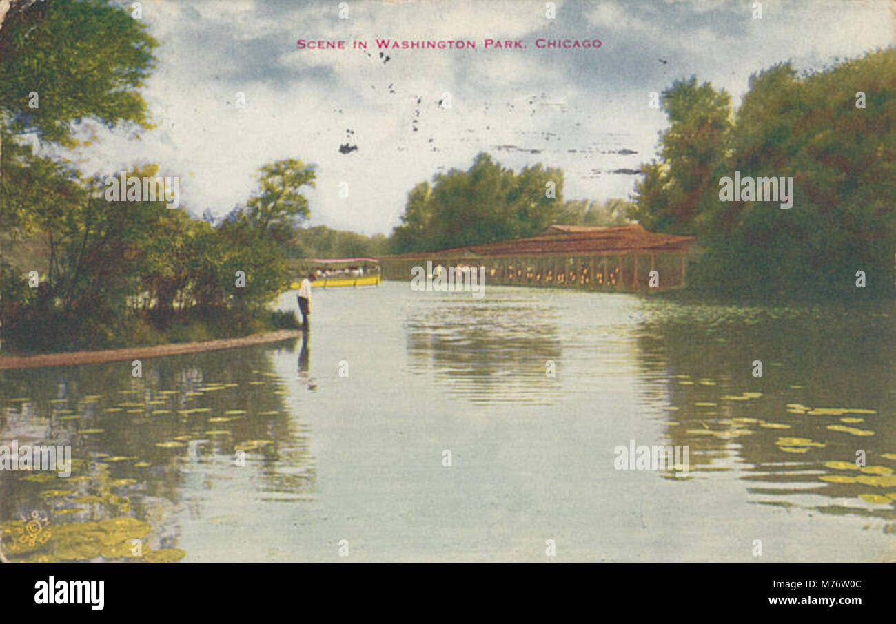 A scene from Washington Park, Chicago, showcasing the park's landscape ...