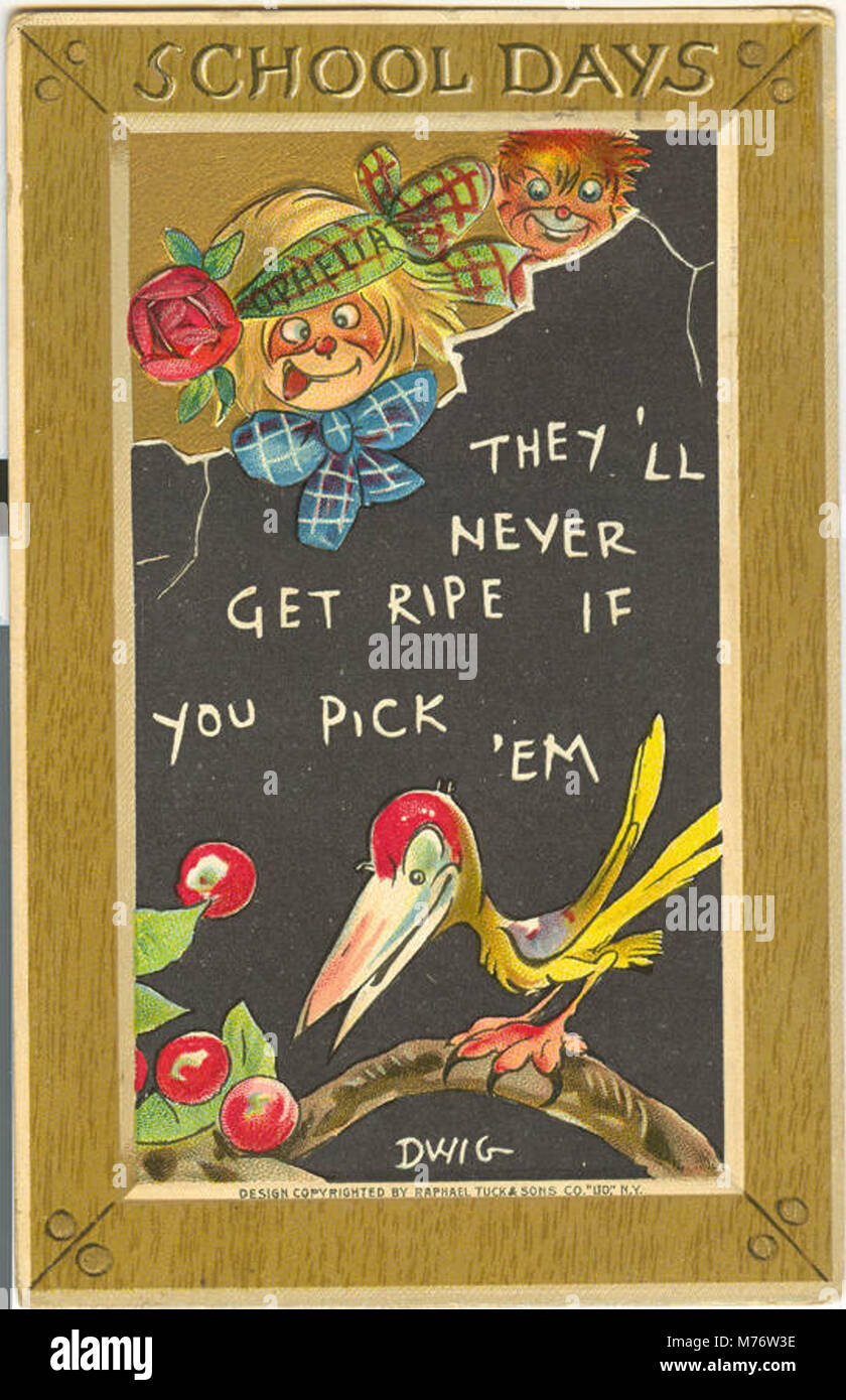 This vintage postcard from Raphael Tuck & Sons features a school scene ...