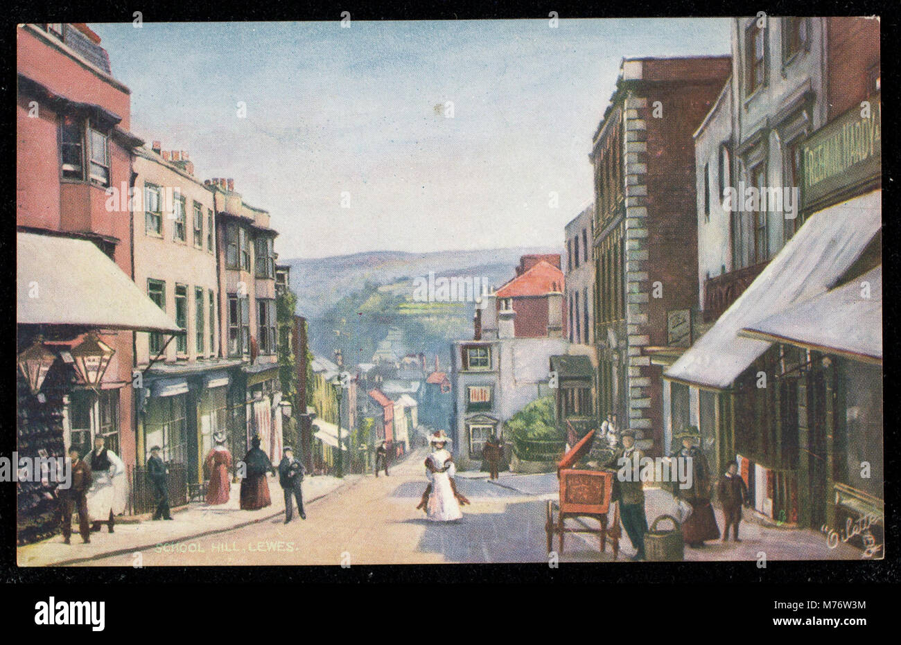 A view of School Hill in Lewes, depicting the historical area and its ...