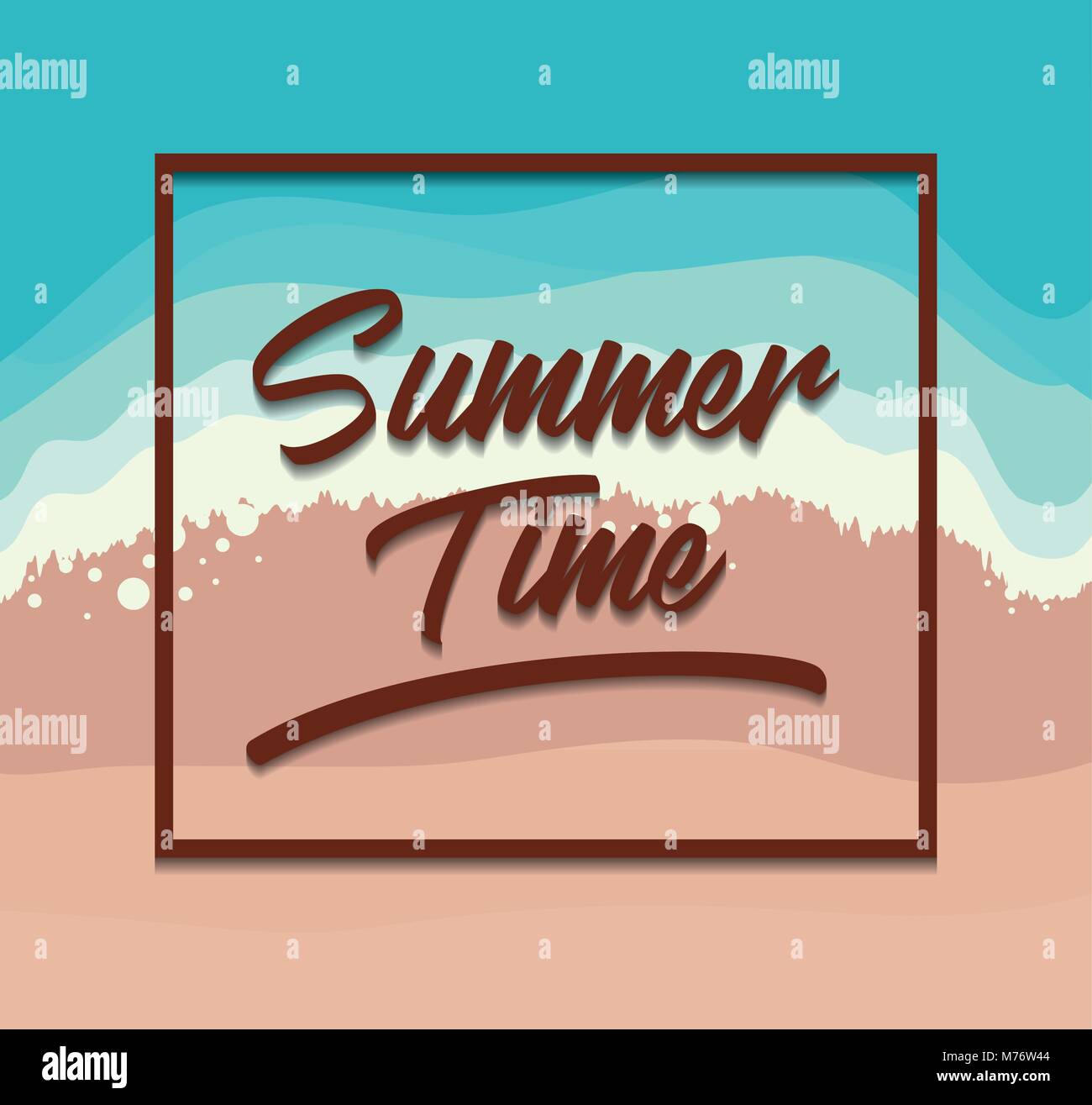 Summer time design with decorative frame over beach background ...