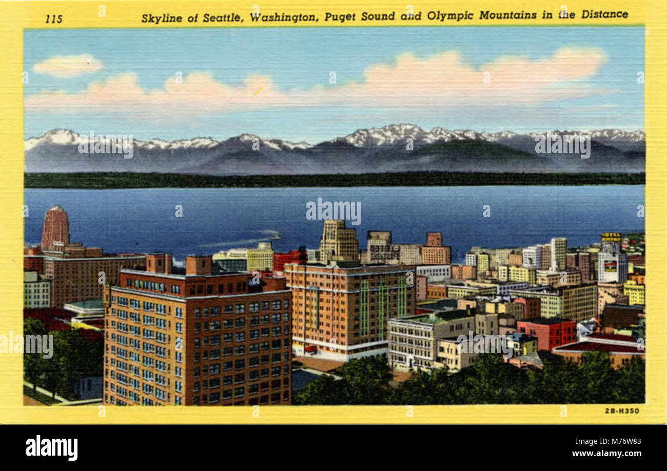Seattle WA - Skyline of Seattle, Washington, Puget Sound and Olympic ...