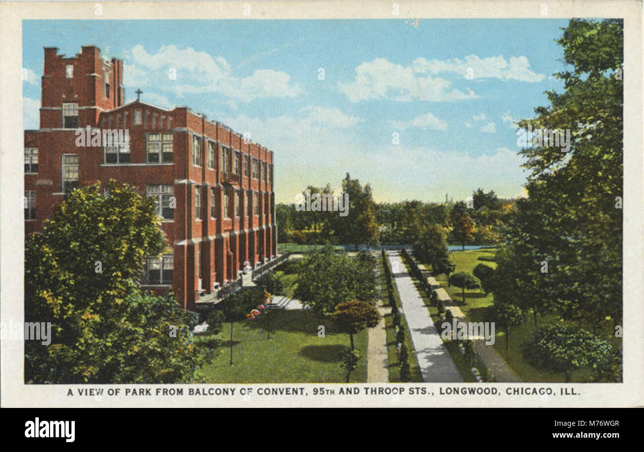 A scenic view of a park taken from the balcony of a convent, showcasing ...