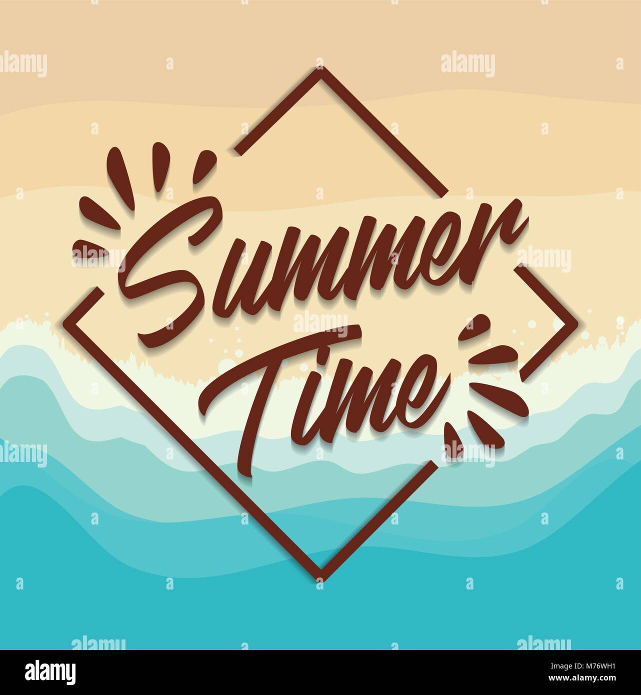 Summer time design with decorative frame over beach background ...