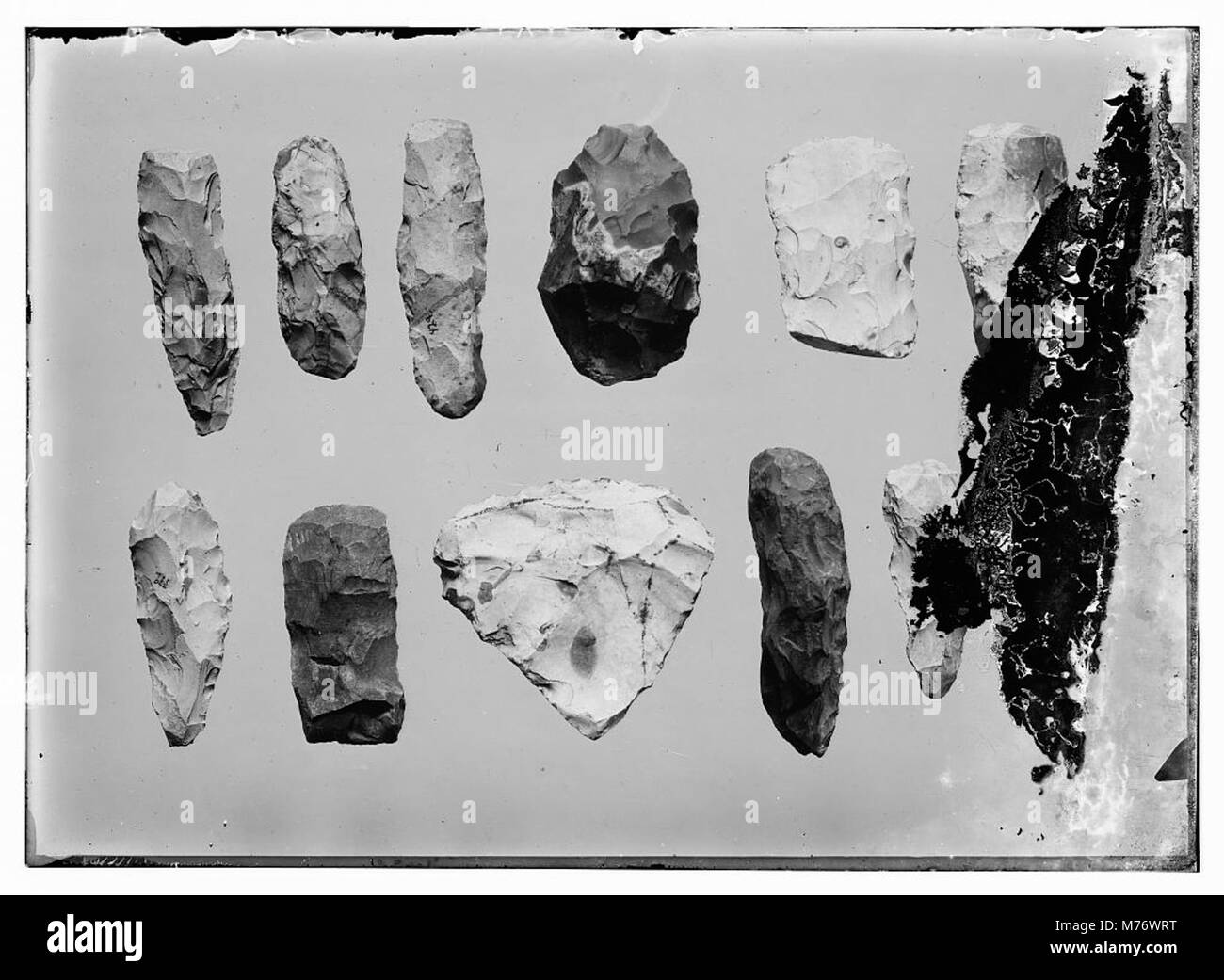 A collection of prehistoric flints, highlighting early human tool ...