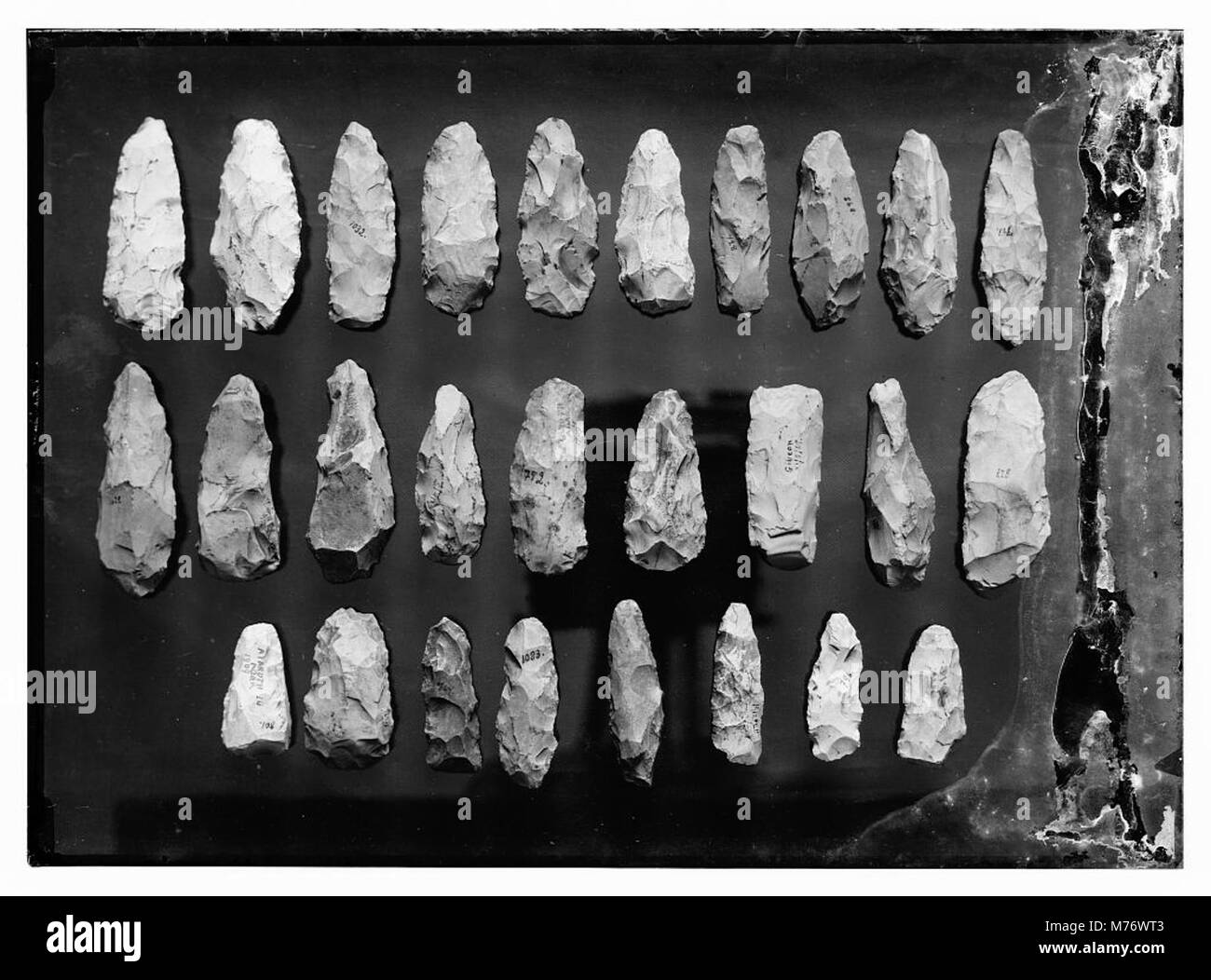 This series of prehistoric flints represents early stone tools used by ...
