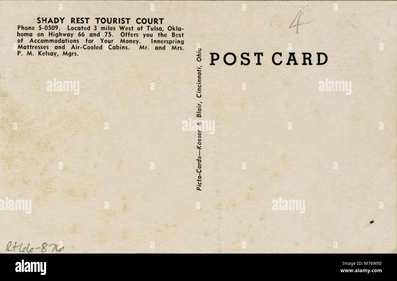 A photograph of the Shady Rest Tourist Court, managed by Mr. and Mrs. P ...