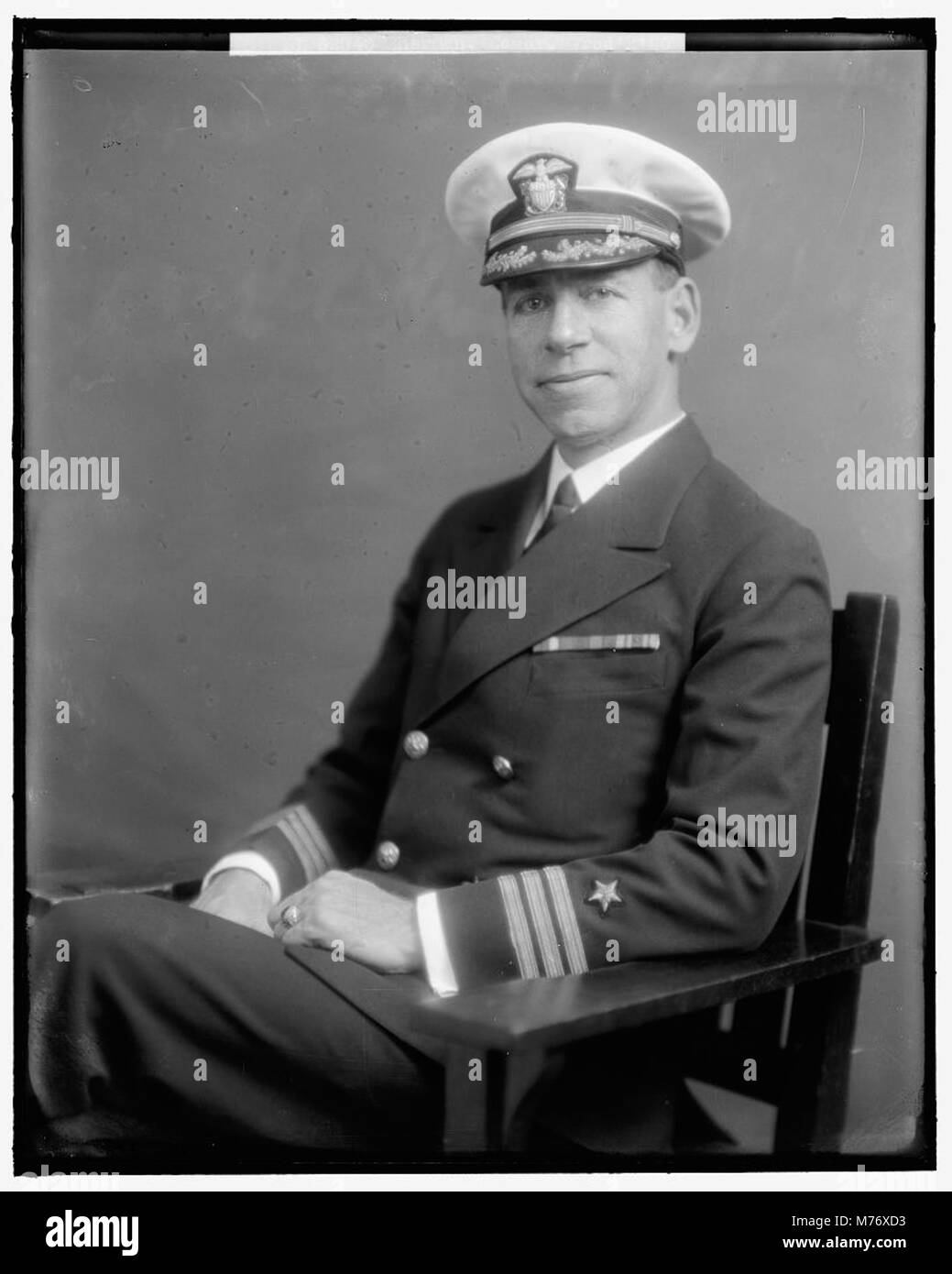 Frederick Sherman, commander, depicted in a historical portrait or ...