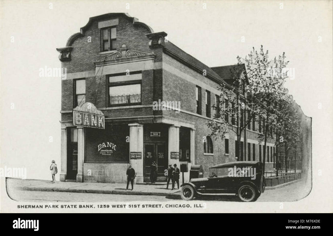 A photograph of the Sherman Park State Bank in Chicago, Illinois ...