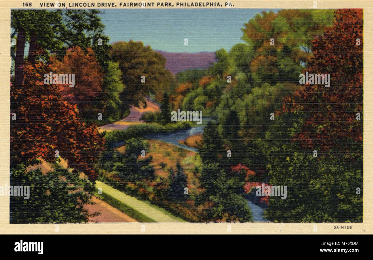 A scenic view of Lincoln Drive, located in Fairmount Park, Philadelphia ...