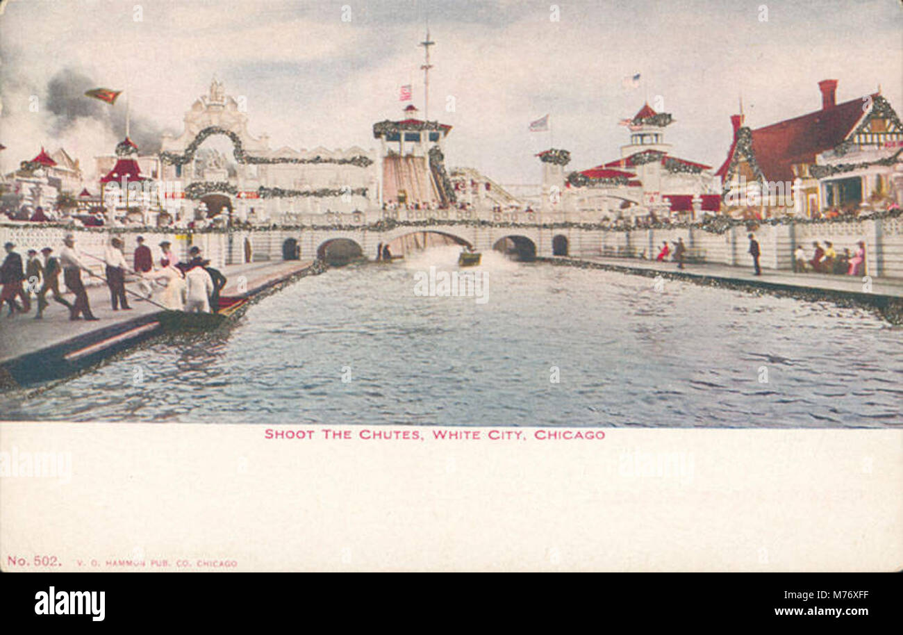 This historic image shows the 'Shoot The Chutes' water ride at White ...