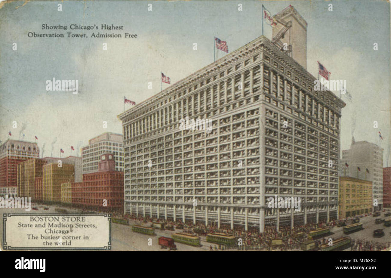 This photograph captures the iconic observation tower in Chicago ...