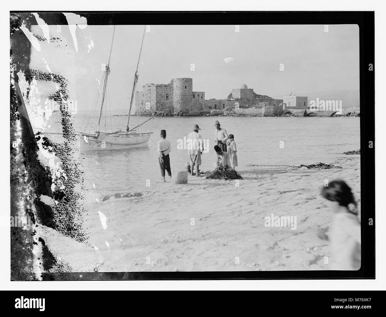 A historical photograph of Sidon, an ancient city in Lebanon ...