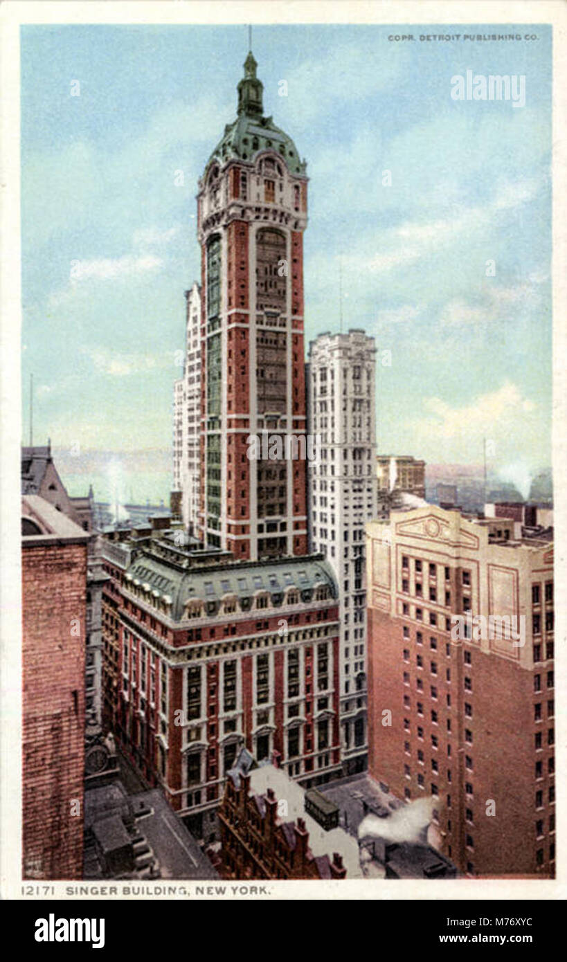 A historical photograph of the Singer Building in New York, showcasing ...