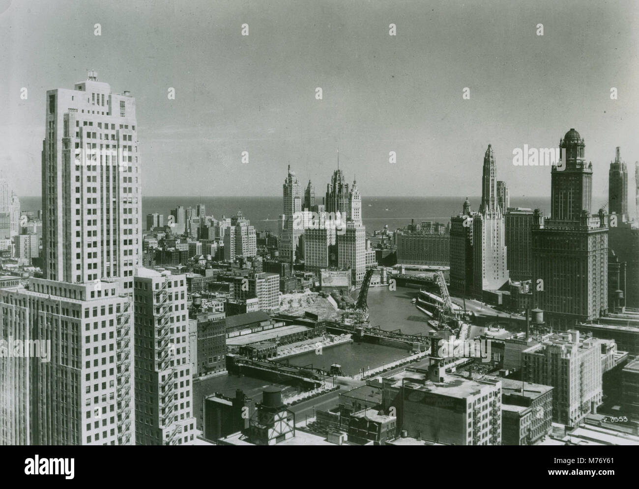 A historic view of Chicago's skyline in the 1940s, looking toward Lake ...