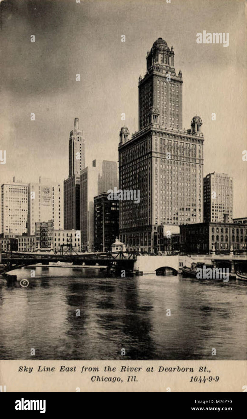 A panoramic photograph of Chicago's skyline taken from Dearborn Street ...