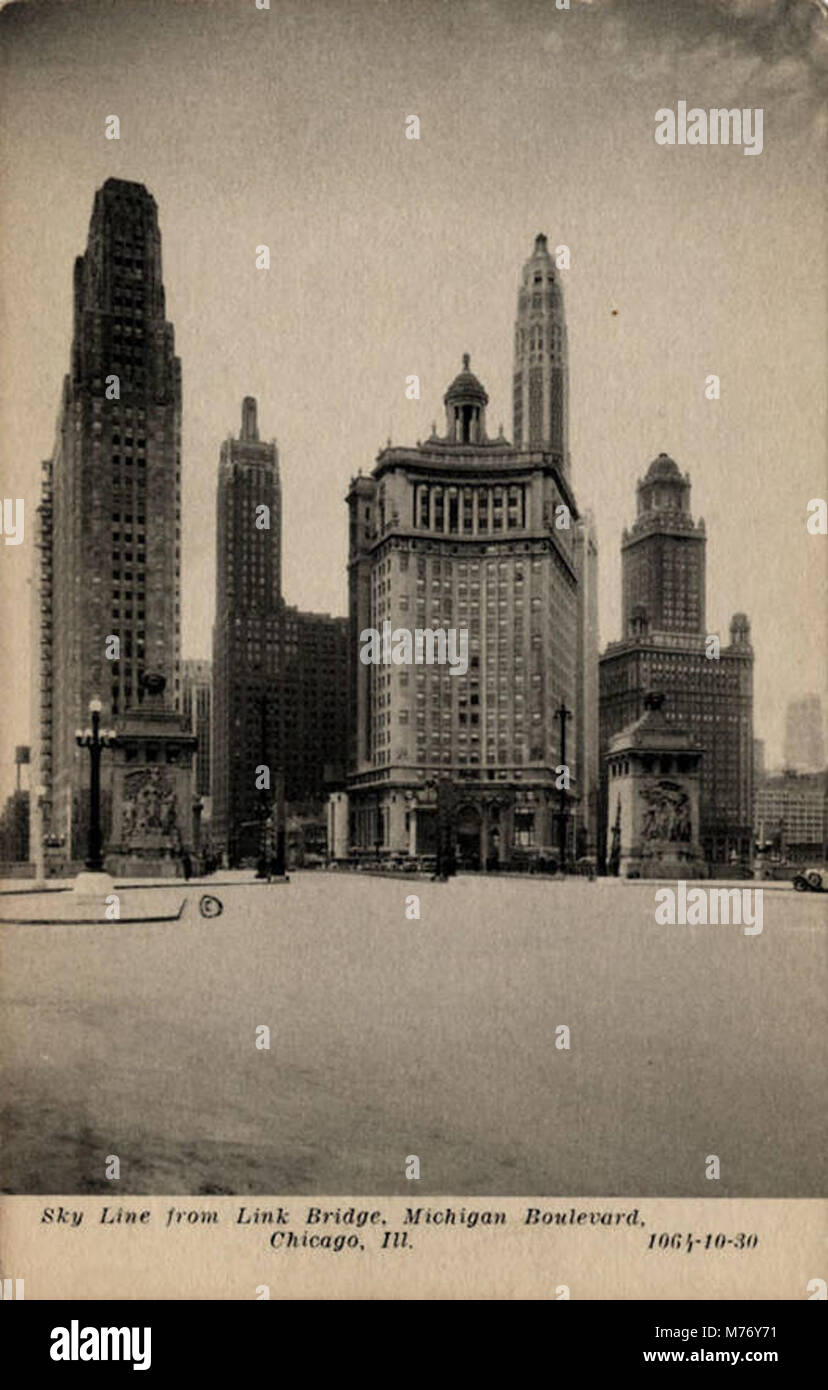 View of Chicago's skyline from the Link Bridge on Michigan Boulevard ...