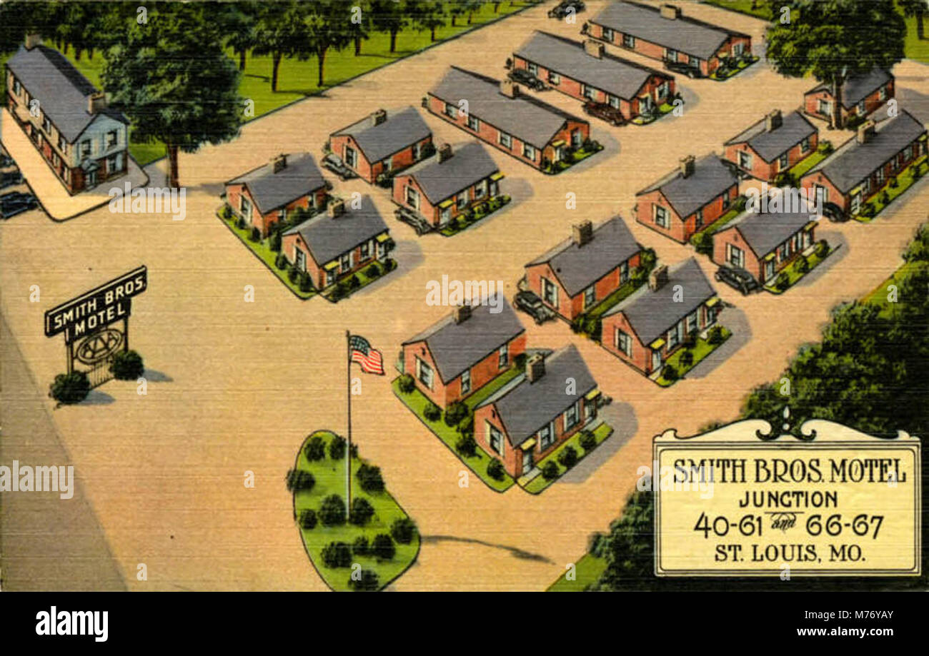 The image shows the Smith Brothers Motel, capturing its design and ...