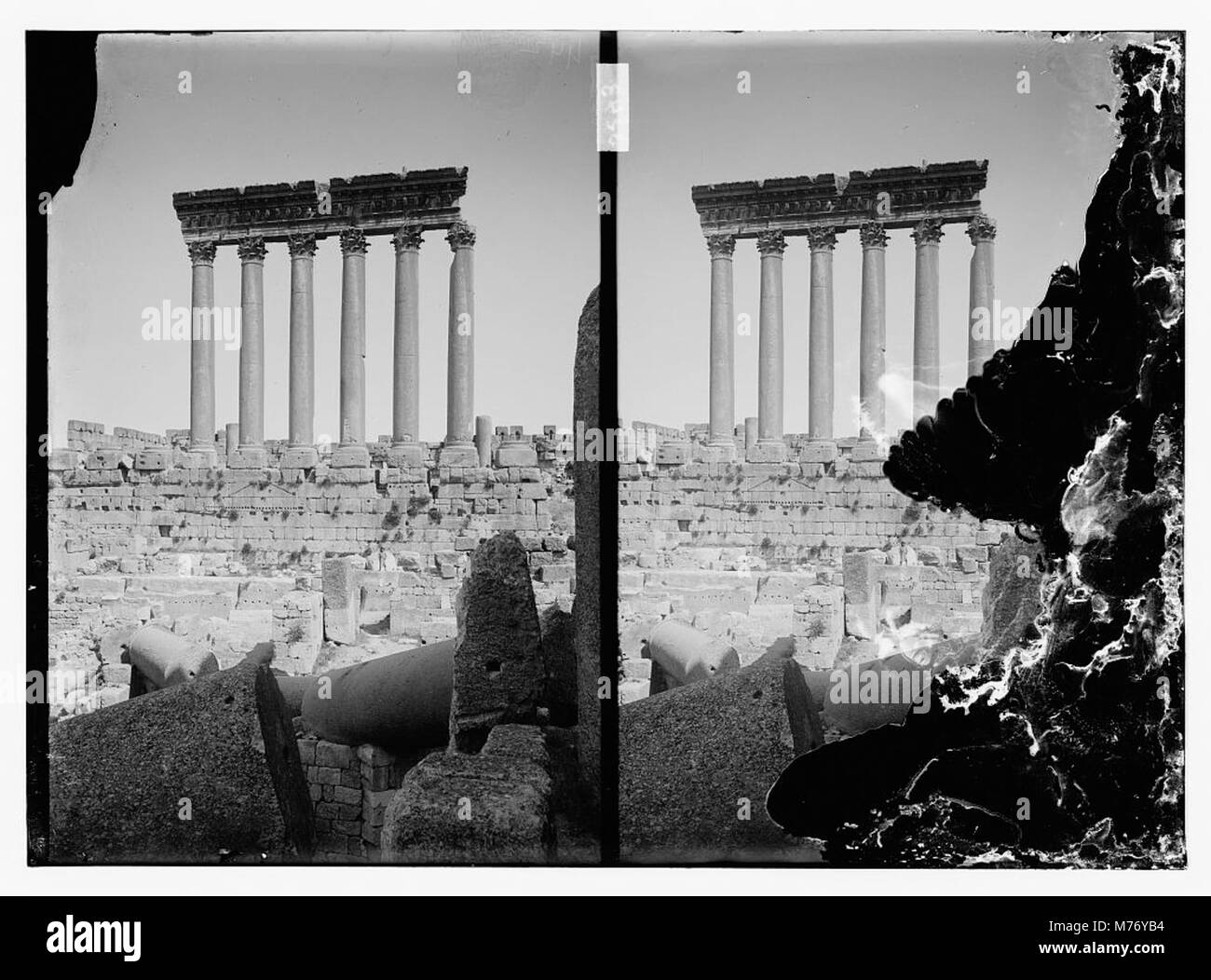 A photograph of Baalbek, Lebanon, showcasing the ancient Roman ruins ...