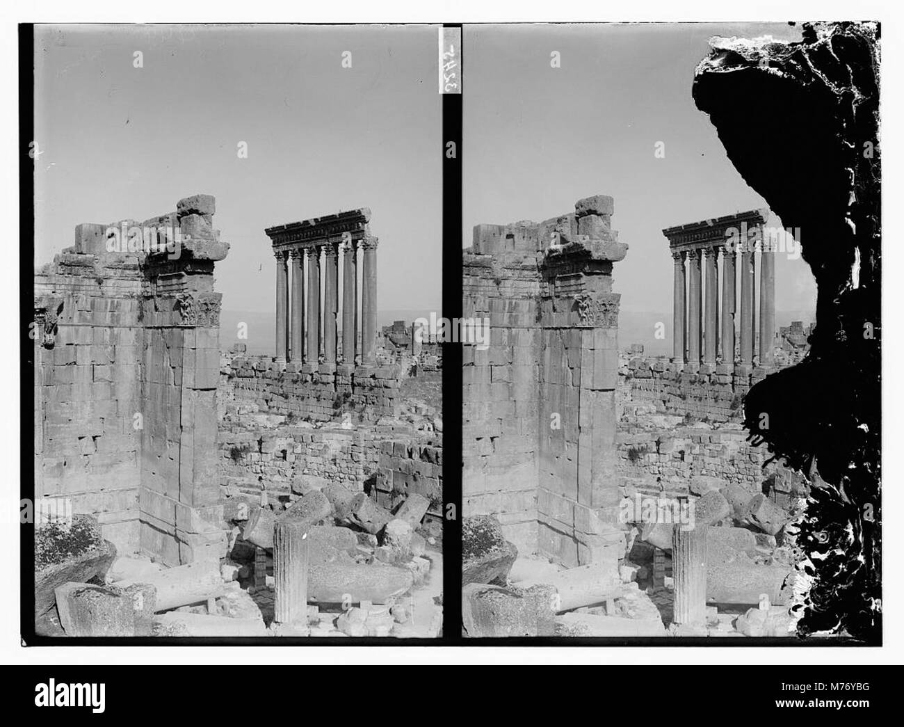 A historical photograph of Baalbek, an ancient city in Lebanon known ...