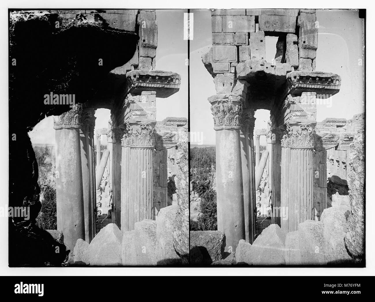 A historical view of Baalbek, an ancient city in Lebanon known for its ...