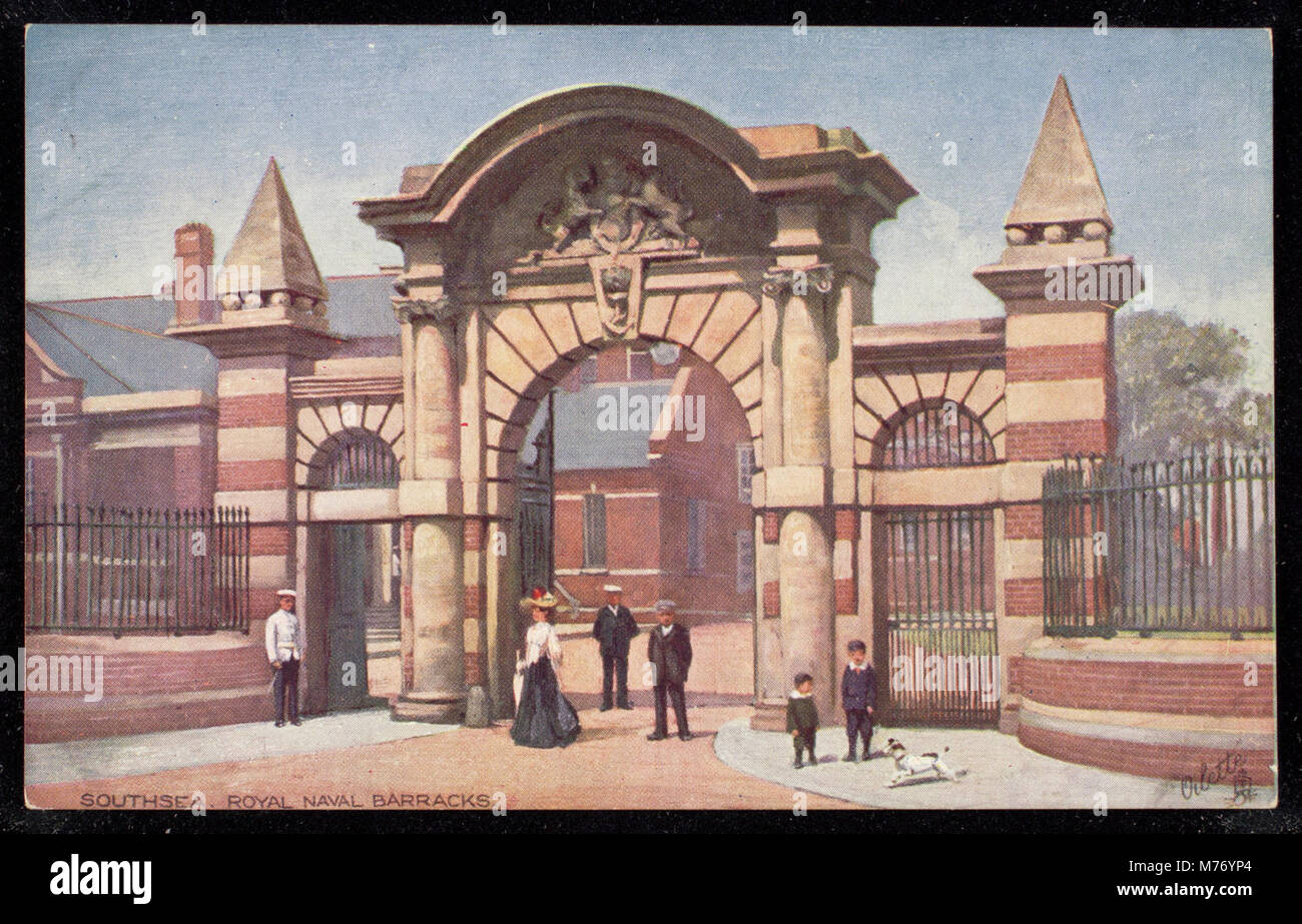 A photograph of the Royal Naval Barracks in Southsea. This image ...