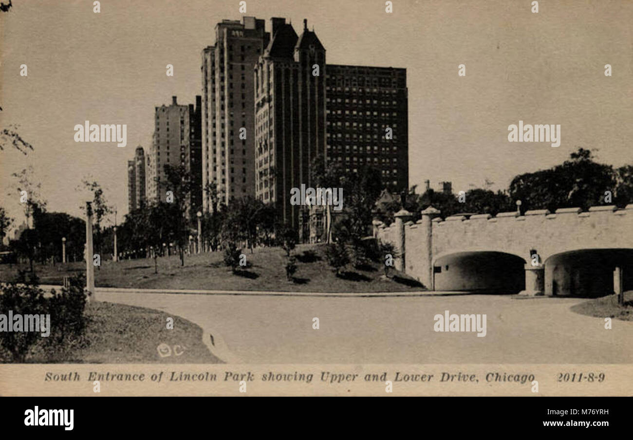 South Entrance Of Lincoln Park Showing Upper And Lower Drive, Chicago ...