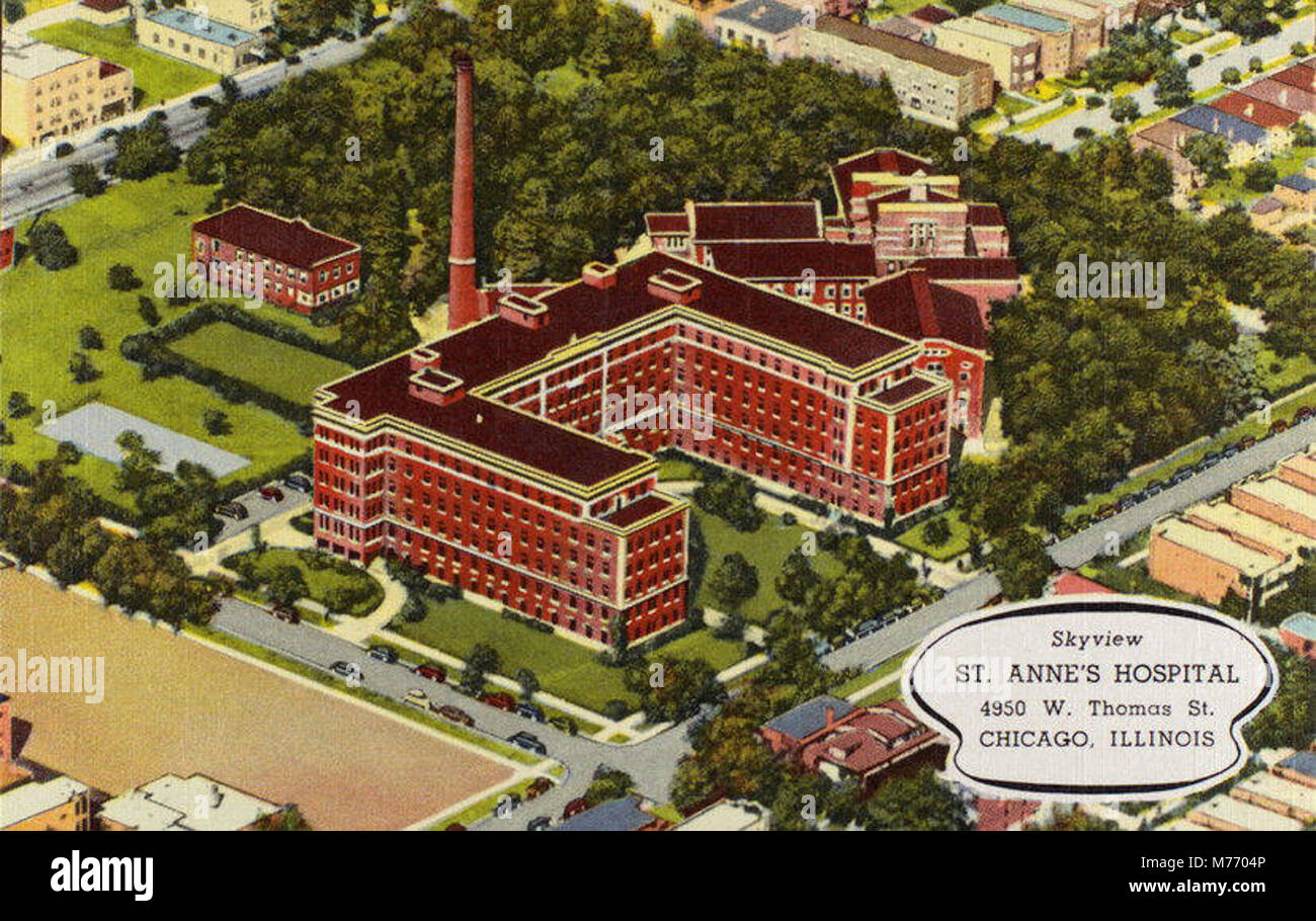 A photograph of St. Ann's Hospital, showing its historical significance ...