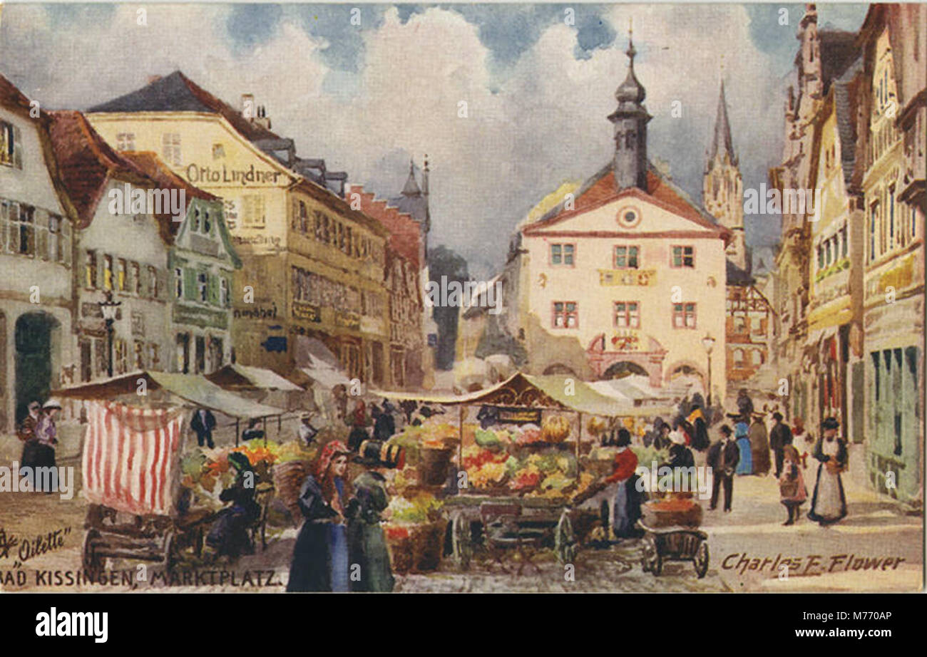 A photograph of the Marktplatz in Bad Kissingen, showcasing the town ...