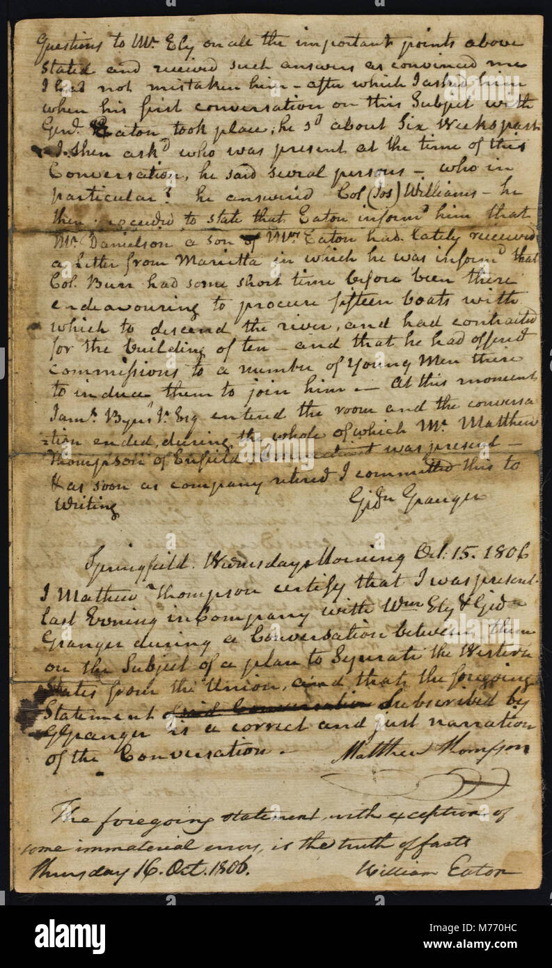 This statement, reporting conversations with William Ely about Aaron ...