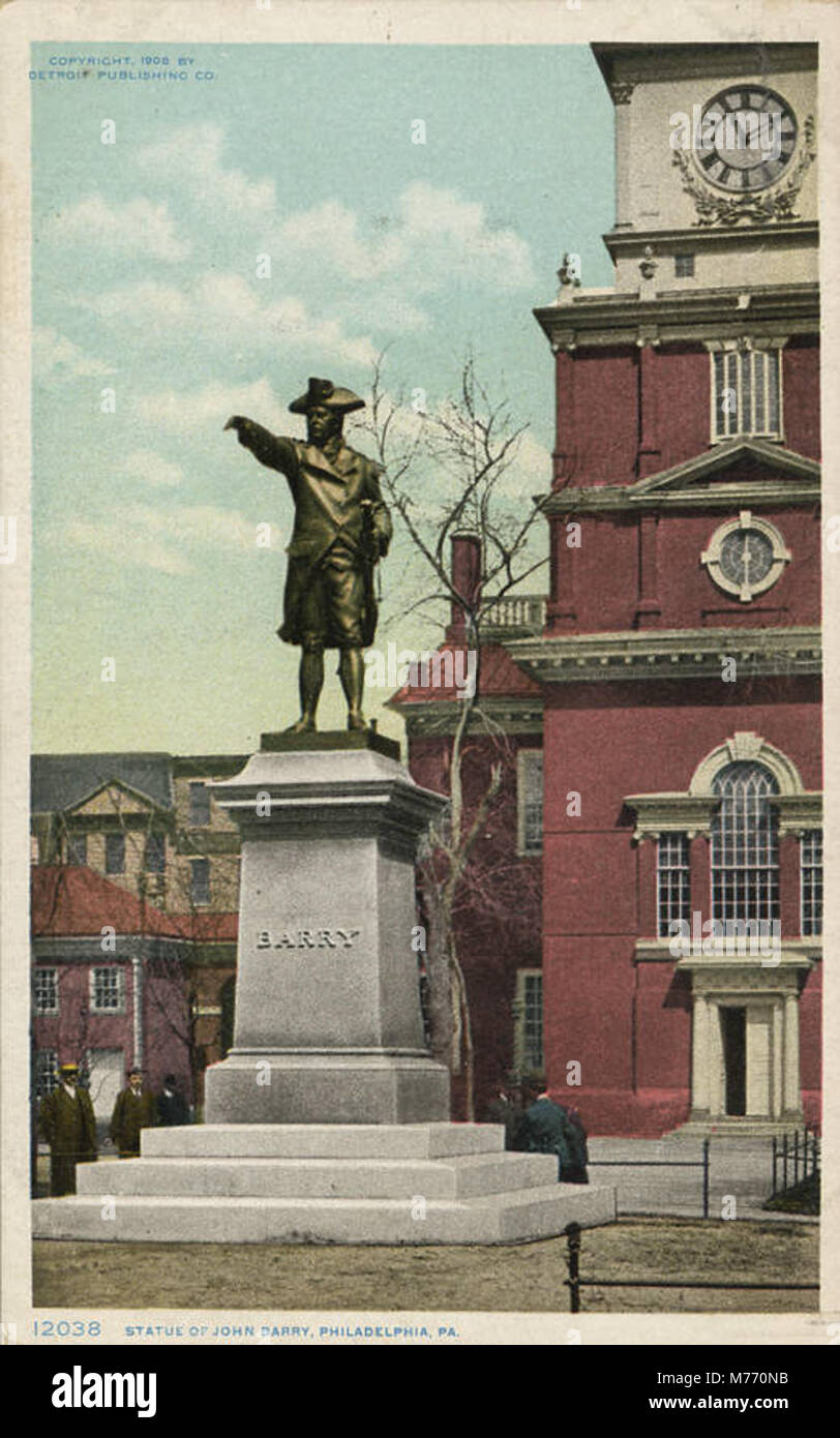 The statue of John Barry commemorates the American naval officer who ...