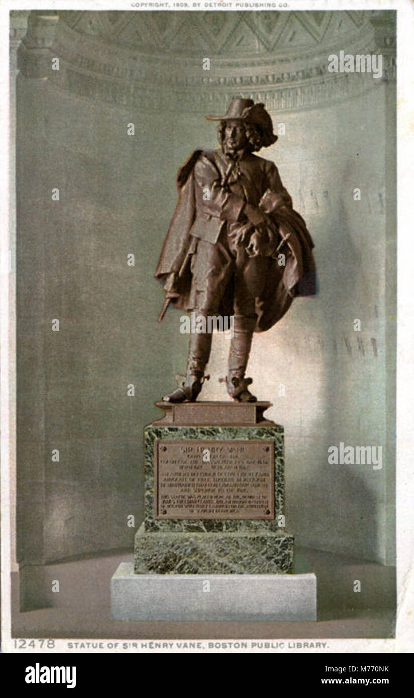 The statue of Sir Henry Vane at the Boston Public Library, a tribute to ...