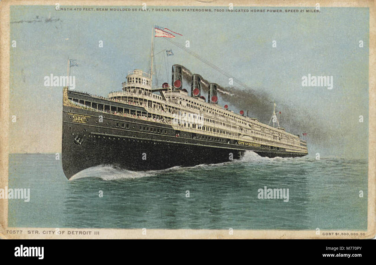 An image of the Steamer City of Detroit III, a historical steamship ...