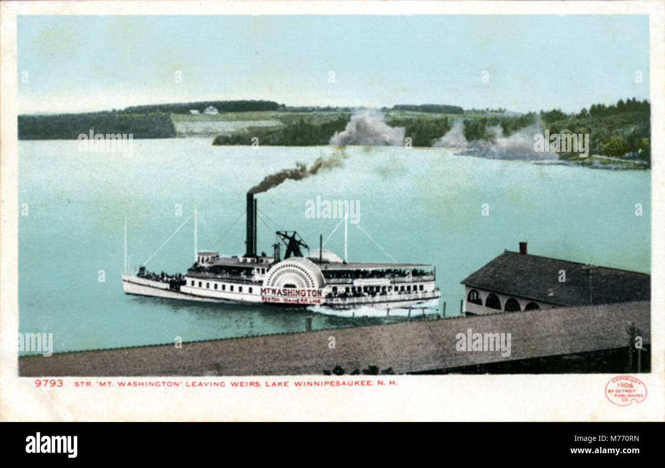 The steamer *Mt. Washington* departs from Weirs, showcasing the popular ...