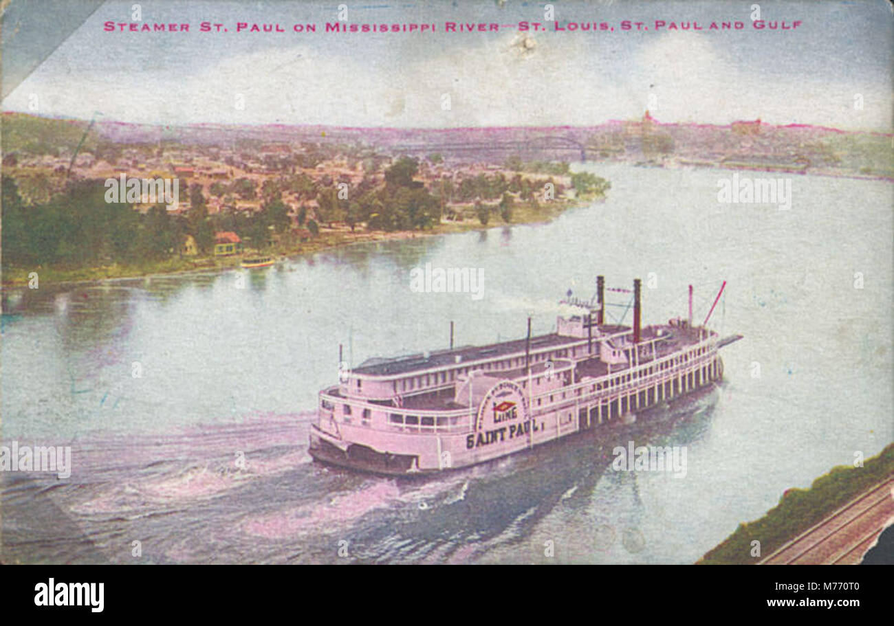 The steamer St. Paul on the Mississippi River, showcasing the ...
